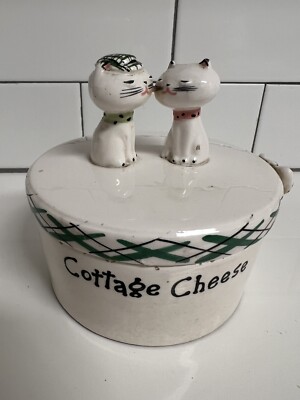1958 Vintage HOLT HOWARD Cozy Kitten Cat Cottage Cheese 2Pc Container ...