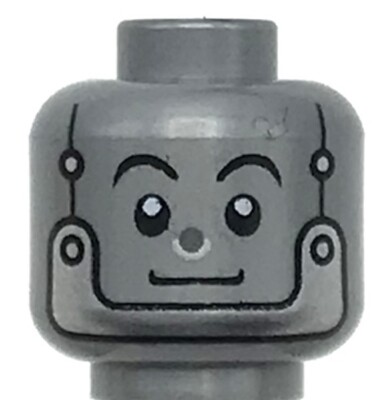 Lego New Flat Silver Minifigure Head Alien Black Eyebrow, Silver Nose ...