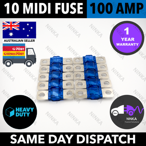 10 x 100 AMP Midi Fuses 100A 4 x 4 Dual Battery ANS Fuse Holder Solar ...