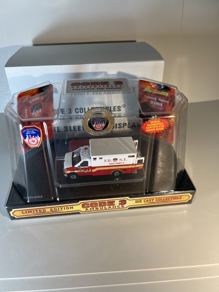 Code 3 #12068 - FDNY RAC Unit Ford E-350 Ambulance - New w/ Sleeve | eBay