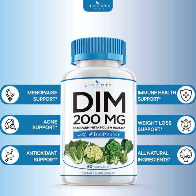 DIM Supplement 200mg - DIM Diindolylmethane Plus BioPerine 120-Day ...