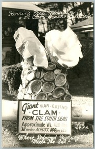CLAM BEACH CA GIANT MAN EATING CLAM ANTIQUE REAL PHOTO POSTCARD RPPC | eBay