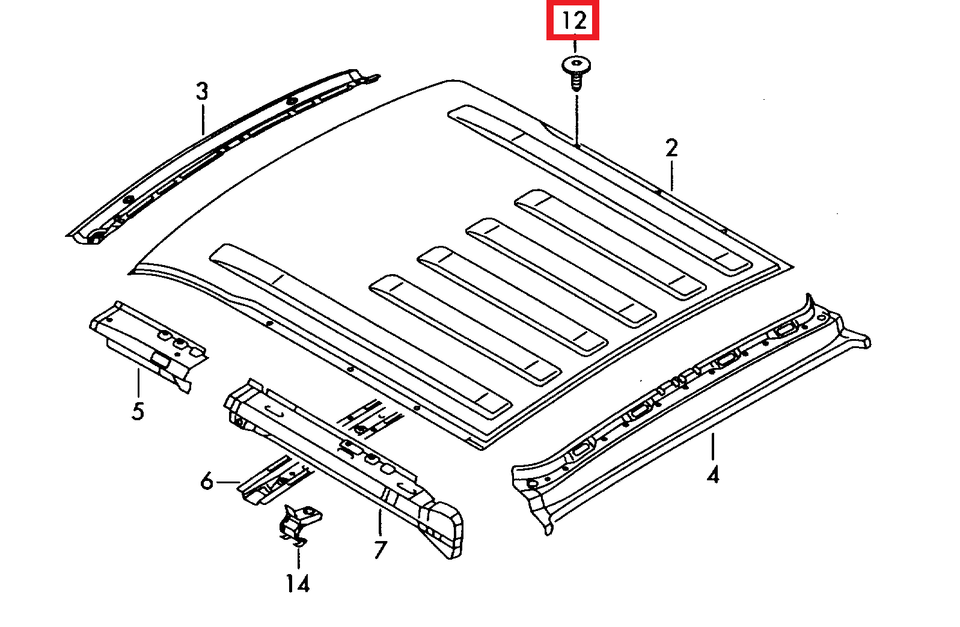 NEW GENUINE VW TRANSPORTER T5 T6 ROOF BLANKING HEX BOLTS 12PCS ...