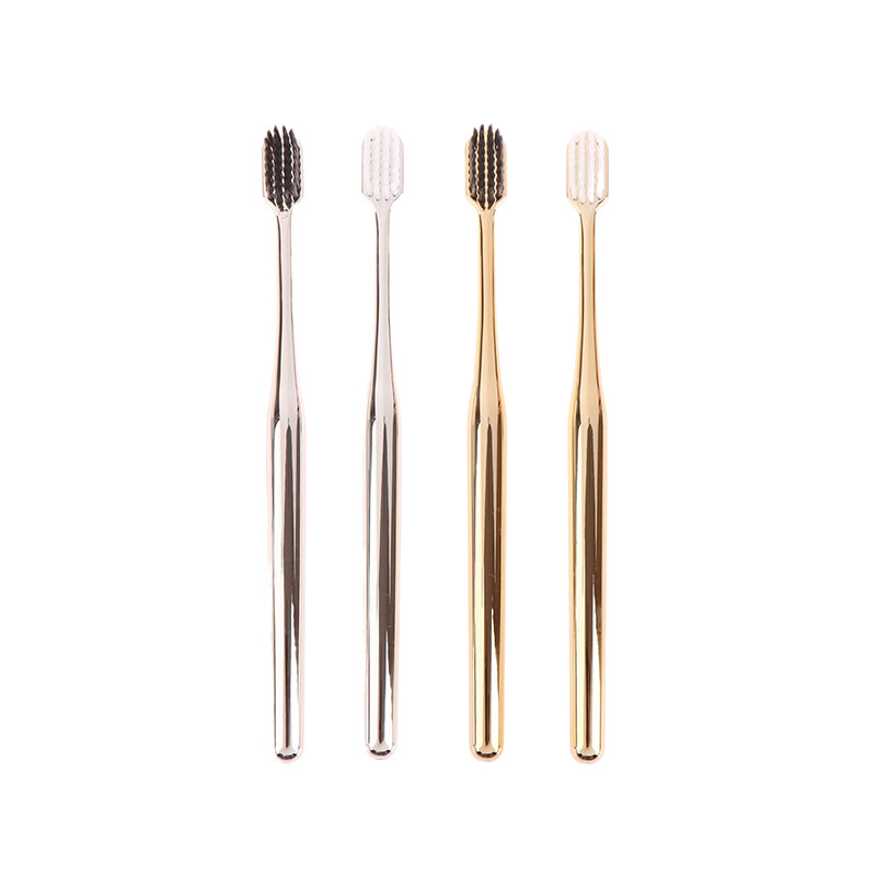 Soft Toothbrush Adult Tooth Brush Electroplate Gold Silver Color Dental ...