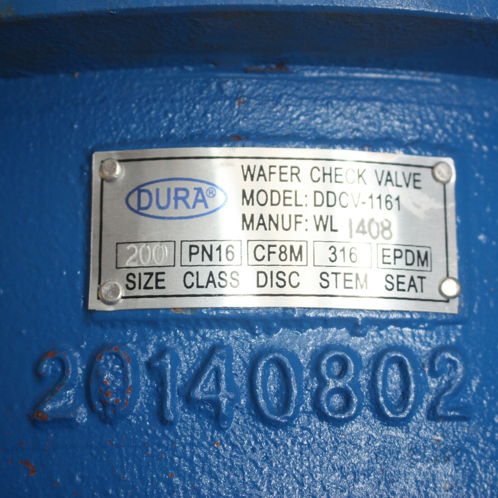 Dura DDCV-1161 200mm DN200 8" inch CARBON STEEL SS 2x Disc Wafer Check ...