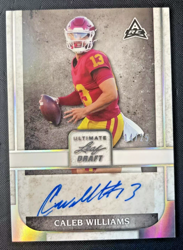 Caleb Williams 2022 Leaf Ultimate Draft Silver Auto Autograph Rookie RC ...