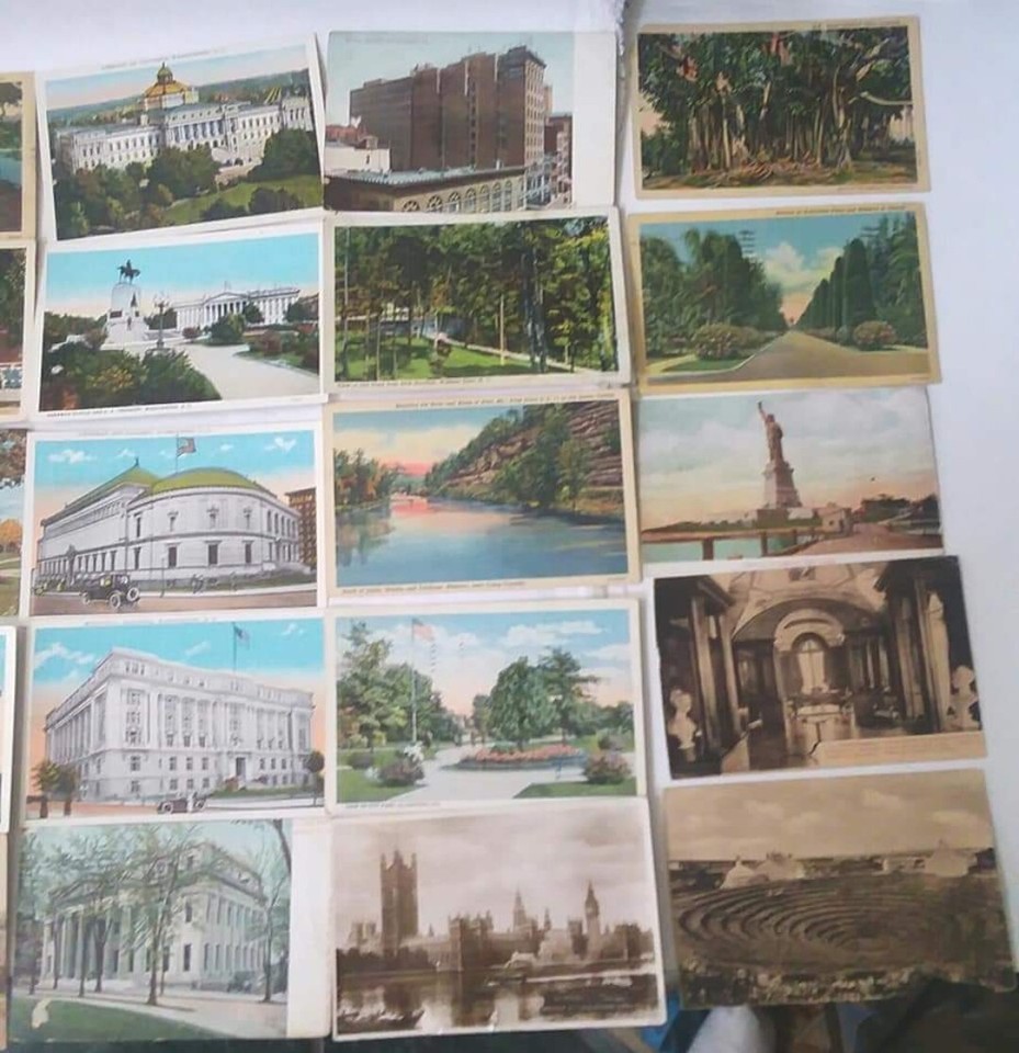 34 VTG Antique Postcards Huge Lot Color Black White Historical USA ...