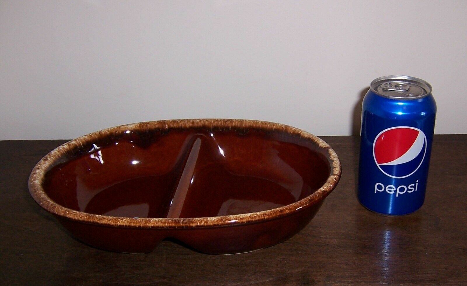 Divided Oval Serving Relish Dish Hull Oven Proof H.P. Co. USA Brown ...
