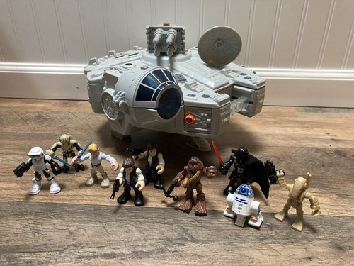 Imaginext Galactic Heroes Star Wars w figures Millennium Falcon- Very ...