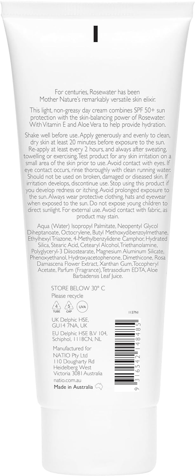 Australia Rosewater Hydration Moisture Balance Day Cream SPF 50+ 90Ml ...