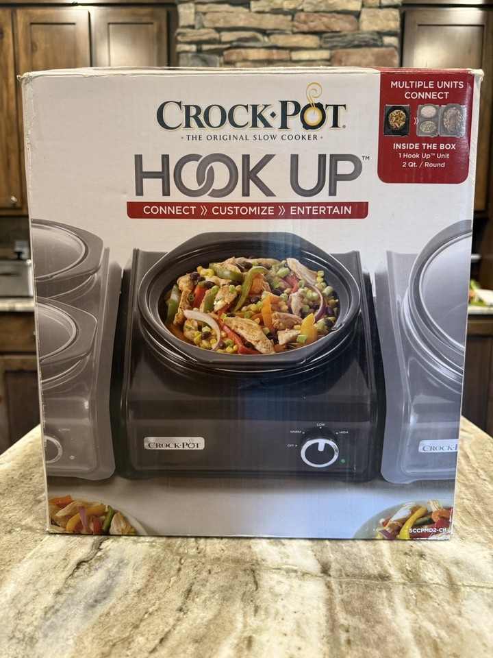 Crock Pot Hook Up 2 Qt. Round, Gray/Black, Excellent Condition | eBay