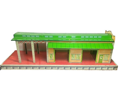 MARX Freight Train Station Terminal Depot Tin Litho Metal Toy Building ...