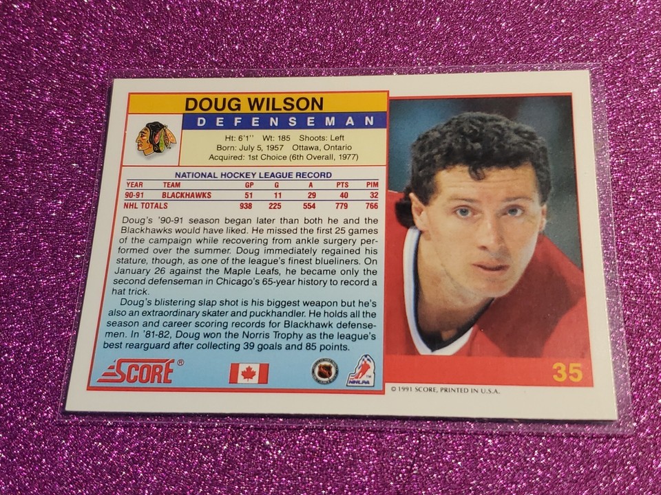 Doug Wilson Chicago Blackhawks 1991-92 Score American #35 | eBay