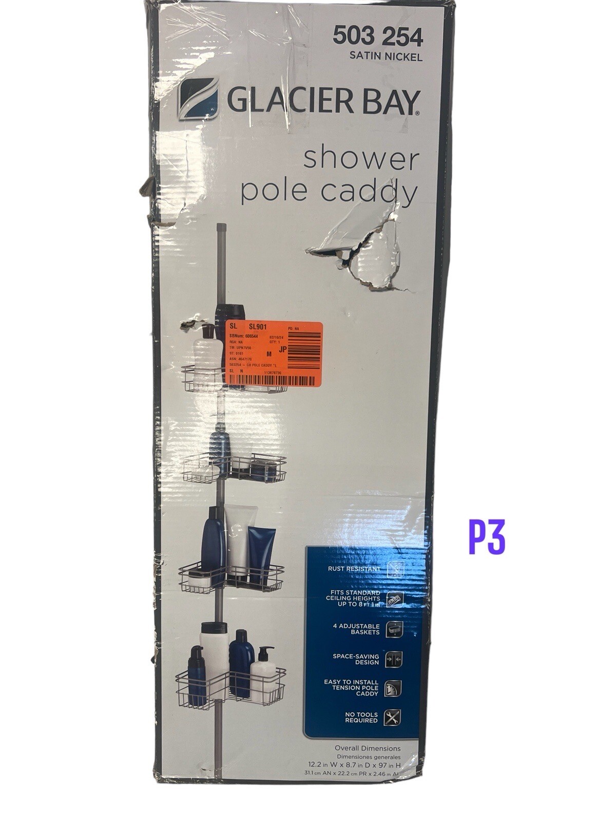 Glacier Bay 2130NNHD Style Tension Corner Shower Pole Caddy 4 Shelves ...