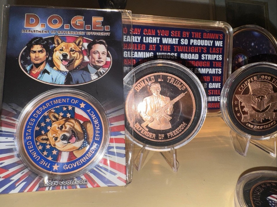 (2)1 Oz Copper Trump Defender Of Freedoms 99.9 Fine Copper. 2 rounds ...