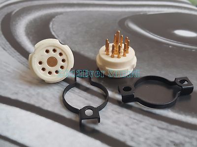 2x CMC Ceramic Gold Tube Socket 9Pin ECC83 12AX7 12AU7 12AT7 EL84 6BQ5 ...