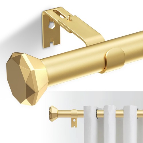 Gold Curtain Rods for Windows 66 to 120 Inch 1 Inch Heavy Duty Long ...