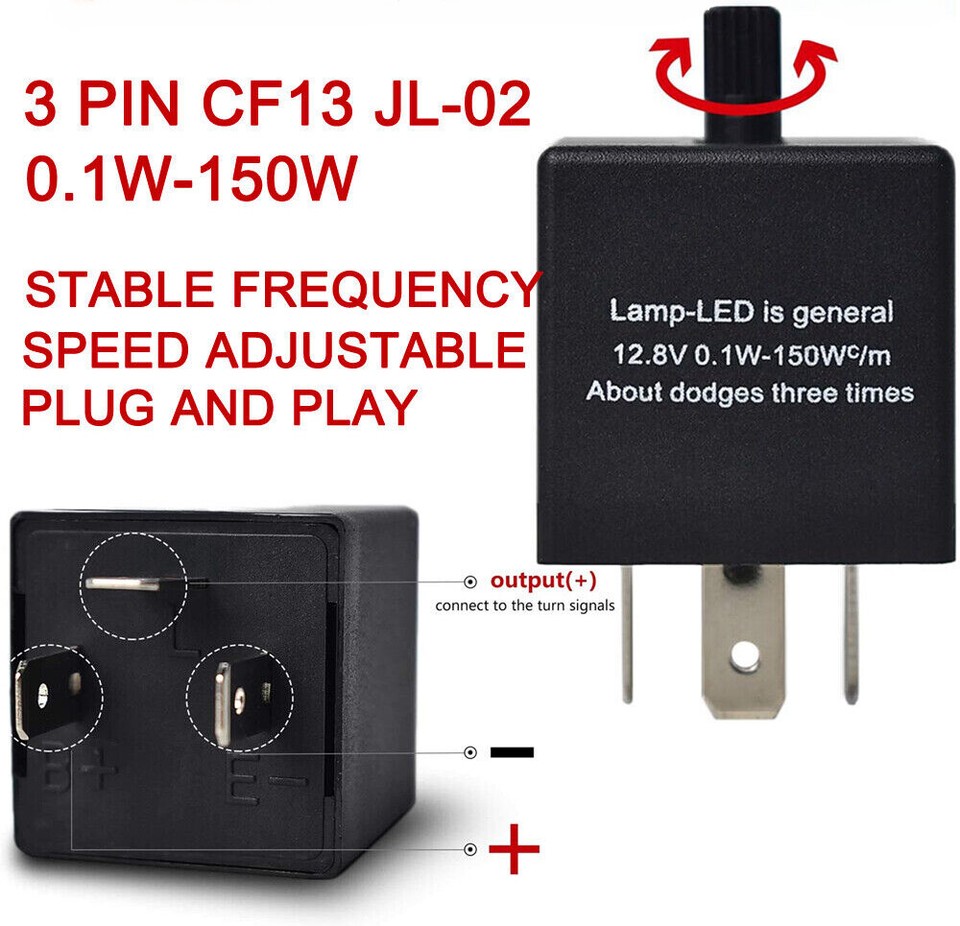 2PCS CF13 3-Pin Car Flasher Relay Fix Light LED Lamp Turn Signal Hyper ...