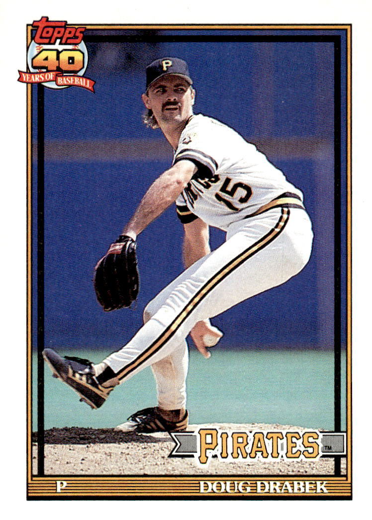 1991 Topps-Doug Drabek - Pittsburgh Pirates - Black inset border on ...