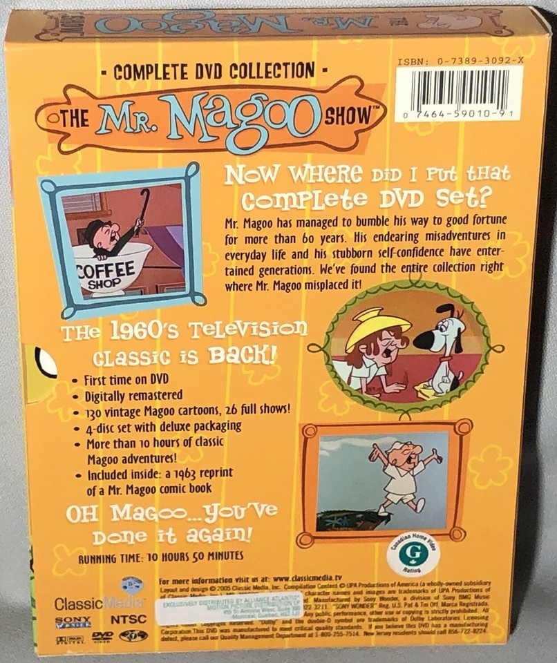 DVD The Mr Magoo Show Complete Collection (4 DISCS, 2005) NEAR MINT ...