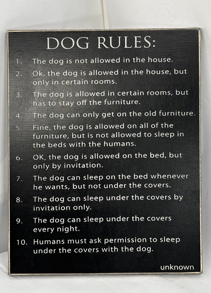 Funny Dog Rules Wall Hanging Wisdom Rules Cute Pet Wooden Decor | eBay
