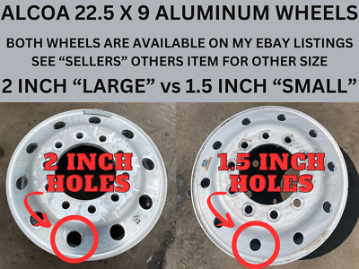 ALCOA 22.5 X 9 ALUMINUM WHEELS TRUCK BUS TRAILER USED WHEELS SMALL HOLE ...