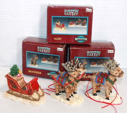 Vintage Christmas Town Village Accessory Memories Collection Sleigh & 2 ...