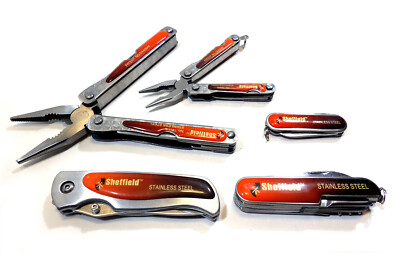 5 Vintage Sheffield Multi Tool Knife Set 3 Knives 2 Multi Tool | eBay