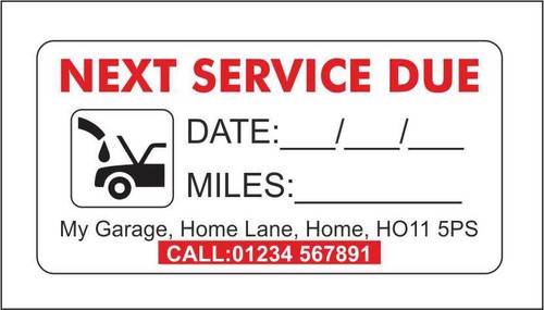 Car Service Reminder Sticker Garage Workshop Personalised | Service Due ...