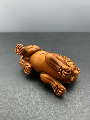 Collection Chinese Natural Boxwood Handmade Delicate PI Xiu Statue ...