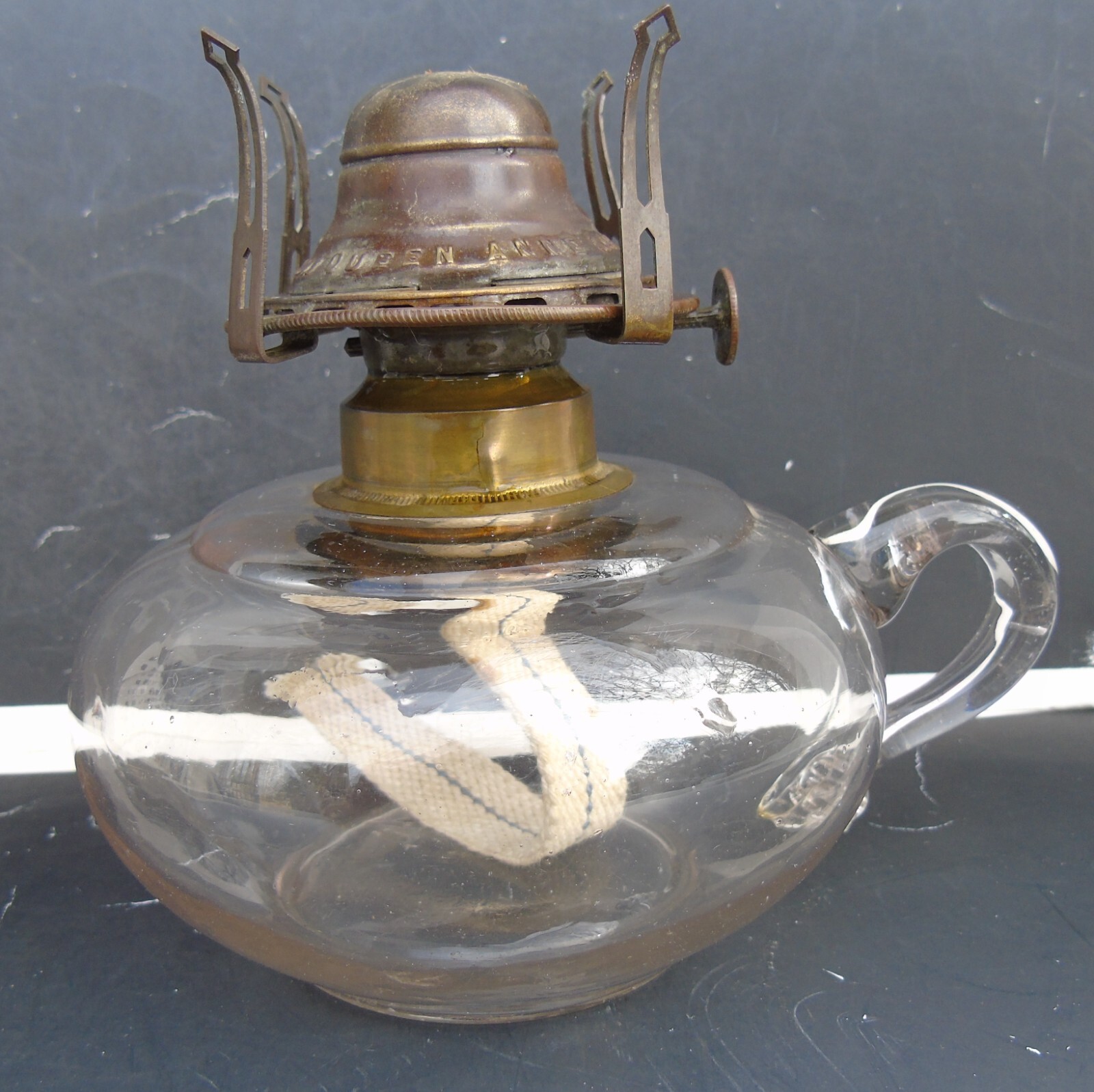 Antique Scoville Mfg Finger Oil Lamp Queen Anne no1 Clear Glass w ...