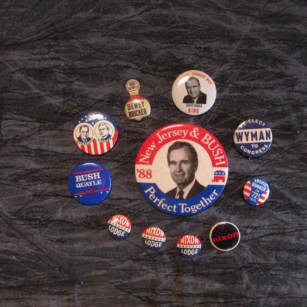 11 Vintage Political Pinbacks: Nixon, Lodge, Dewey Bricker, Archie ...