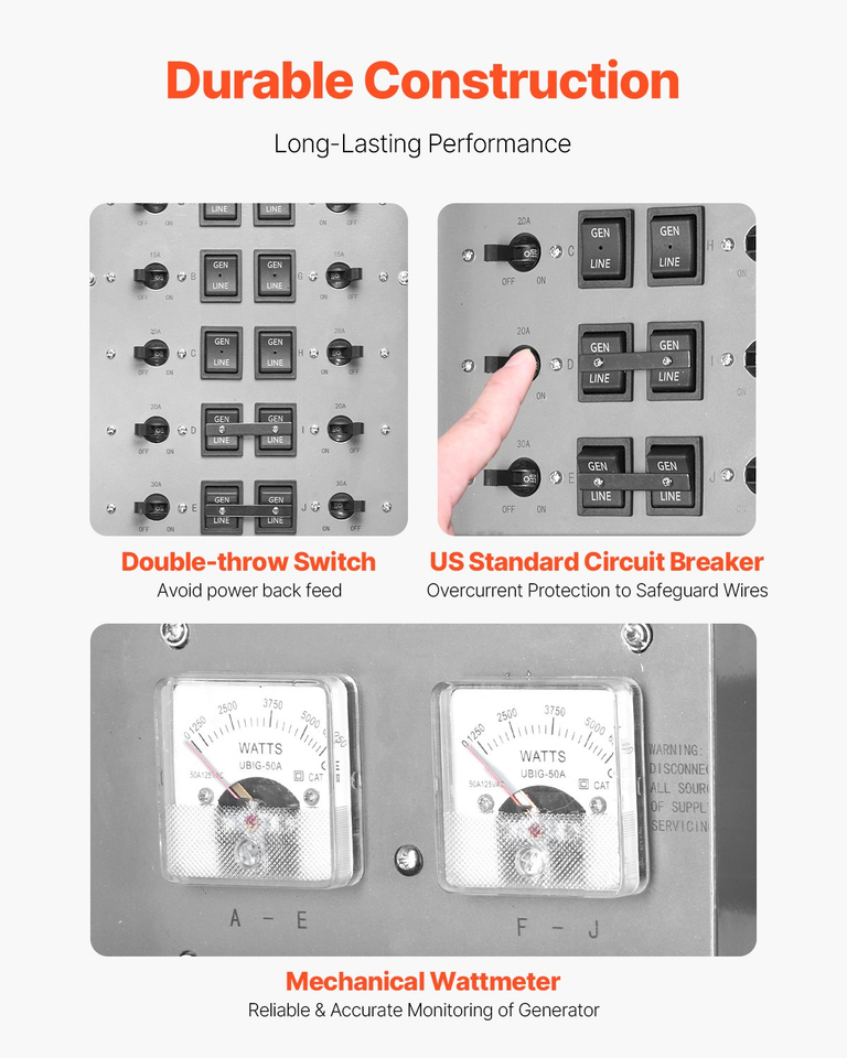 Manual Transfer Switch 50A Generator Transfer Switch Kit NEMA 3R 12500W ...
