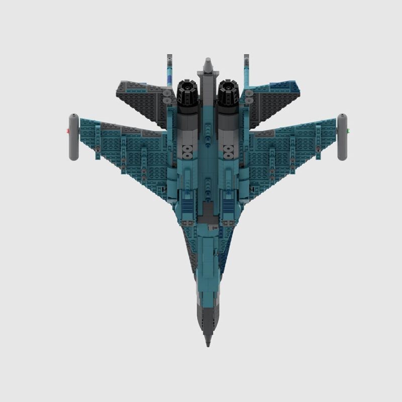 Su-35 Fighter Jet Model 1682pcs Blue Camo Military Aircraft Building ...