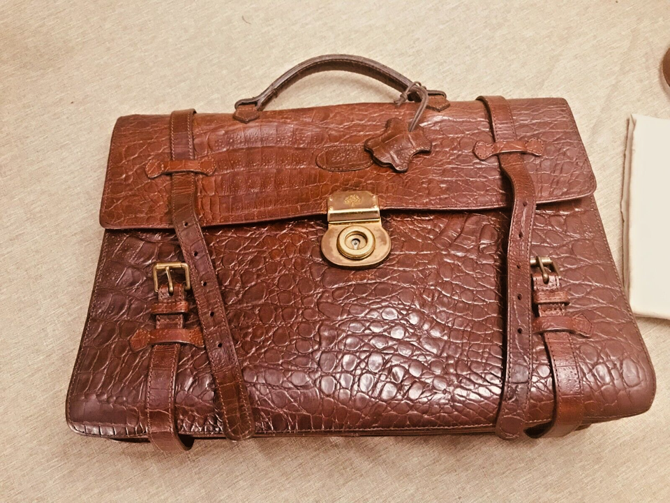 MULBERRY Vintage Brown Congo Leather Briefcase / Messenger Bag ...