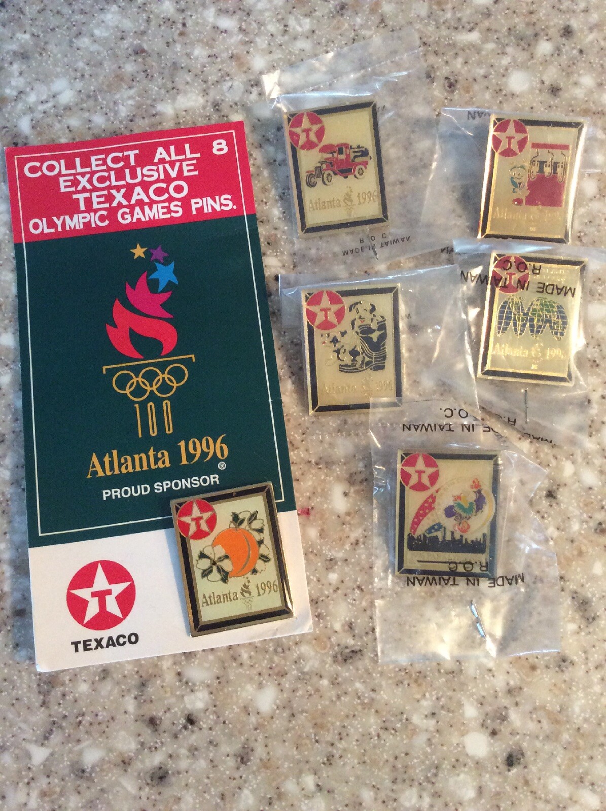 1996 Texaco Olympic Games Pins - New in bag 6 pins Atlanta Vintage | eBay