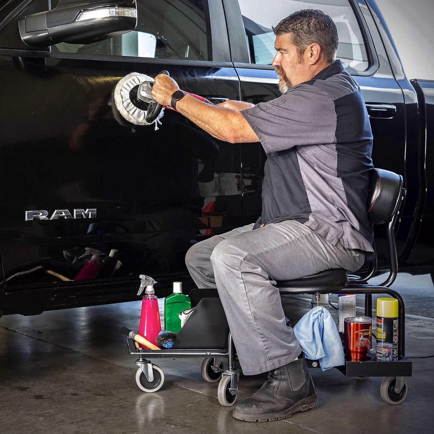 CREEPER DETAILER SEAT ROLLING STOOL FOR GARAGE MECHANIC CHAIR AUTO ...