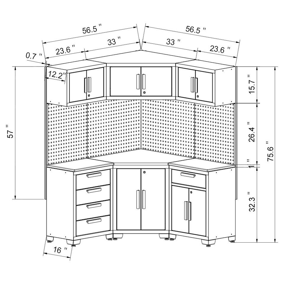 Multifunction Corner Workshop/Garage Cabinet System for Garage Tool ...