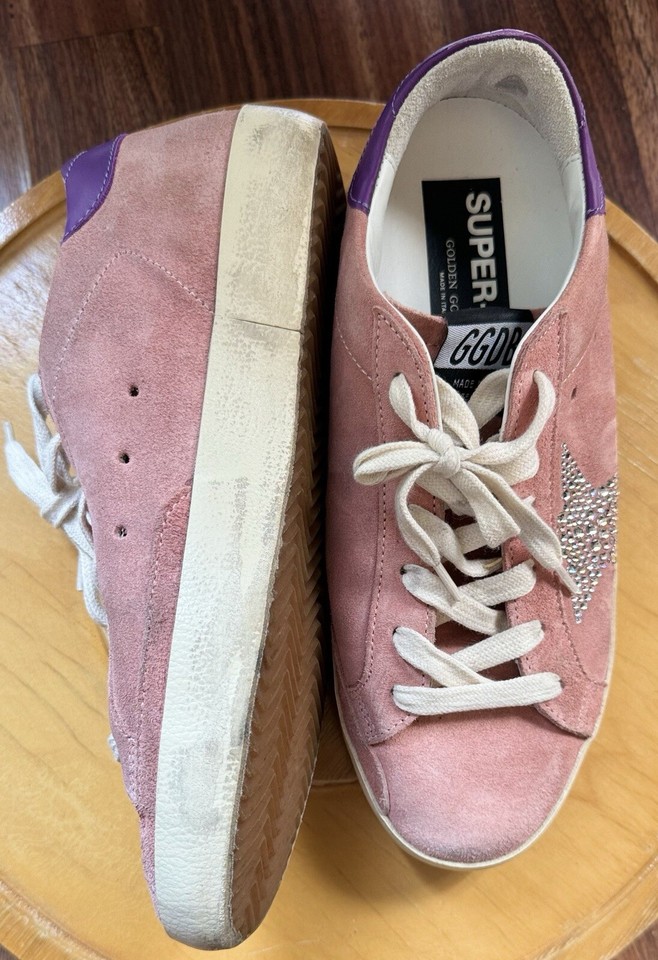 Golden Goose Super-Star Low Top Crystal Sneakers Pink Suede 38 | eBay
