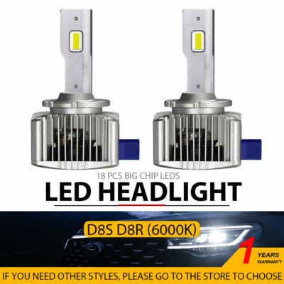 D8S D8R LED Headlight Kit Bulbs 180W 20000LM 6000K White Replace ...