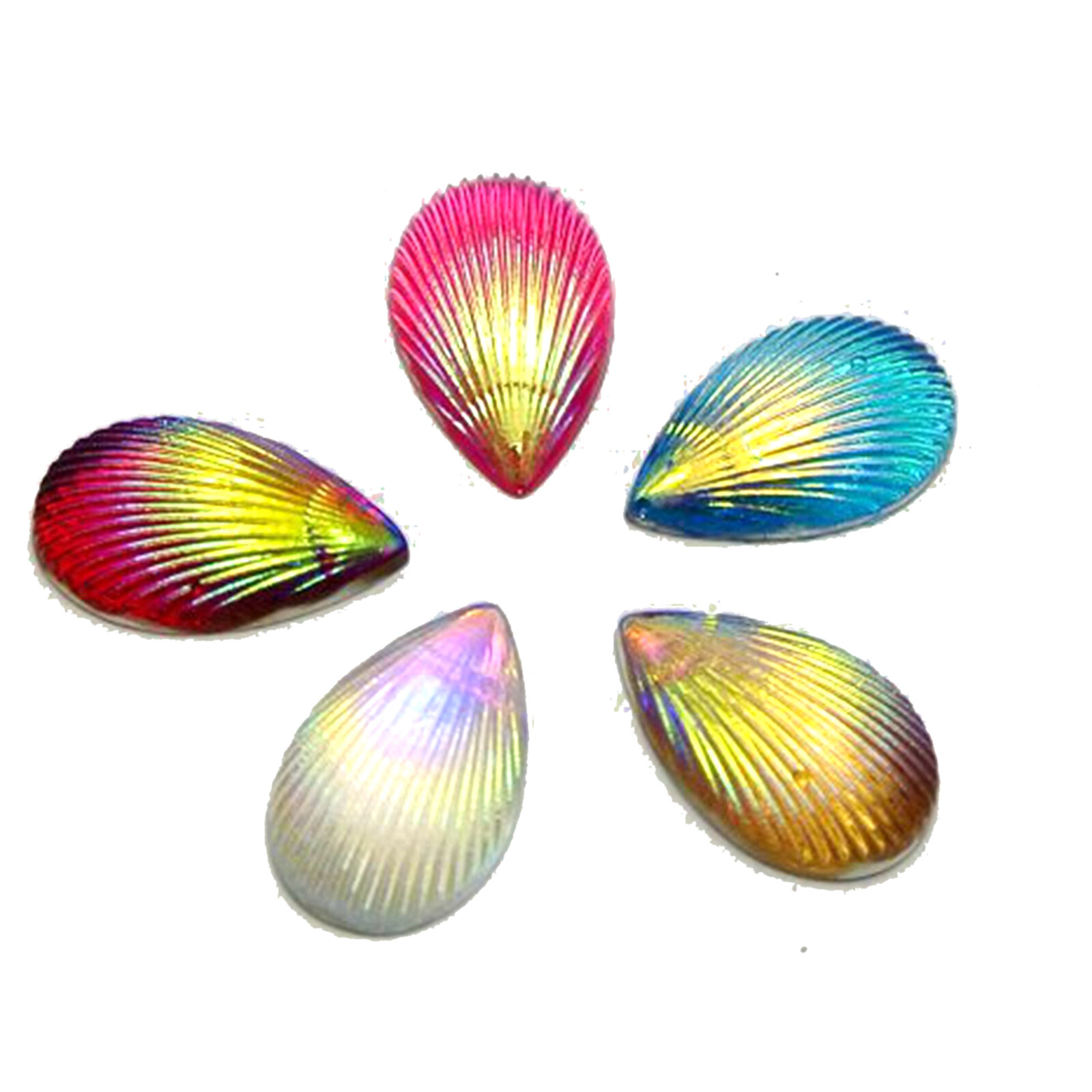 100 Mixed Color With AB Shell Acrylic Flatback Teardrop Cabochons ...