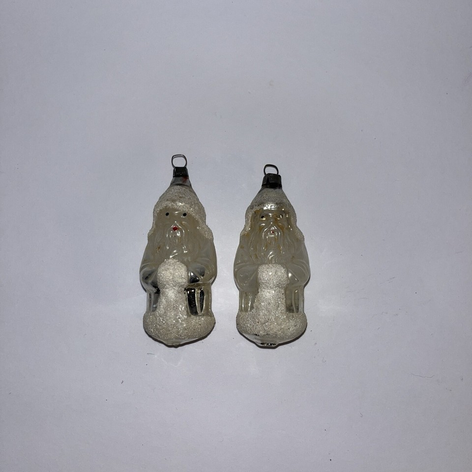 Antique German Blown Glass Santa Father Christmas Glitter Lot Of 2 ...