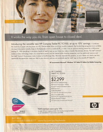 Vintage ad realtor Magazine March 2004 H P Compaq Tablet PC TC1100 at ...