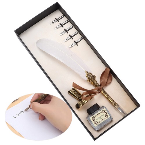 Feather Pen Set Craft Retro Writing Suit For Signature Gift Decoration ...