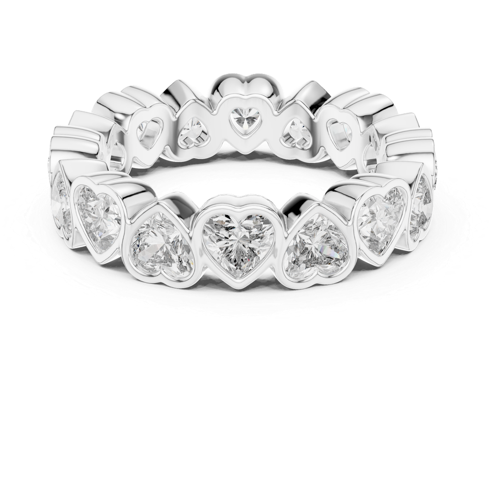 Heart Cut 16pc Statement 3.6Ct Yana Eternity Ring VVS1/D Diamond 925 ...
