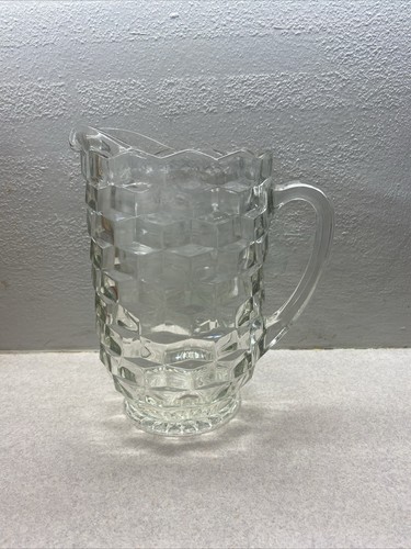 Vintage Fostoria Cubist Clear Glass Footed Water Pitcher 50 oz | eBay
