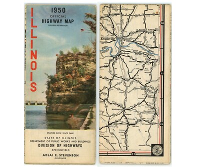 Vintage 1950 Illinois Official Road Map – State Highway Department | eBay