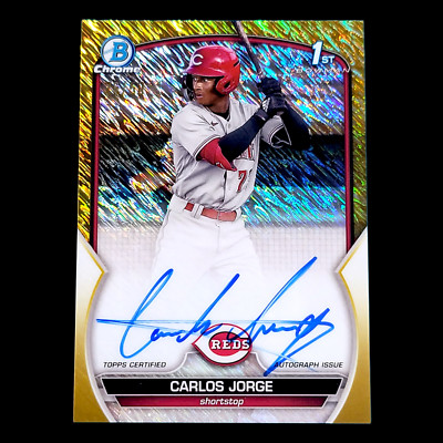 2023 Bowman Chrome CARLOS JORGE Reds 1st Gold Shimmer On-Card Rookie ...