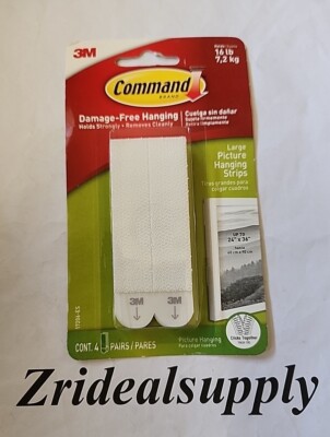 Command Picture Hanging Strips 4 Pairs Removable 0.5" x 3.63" White ...
