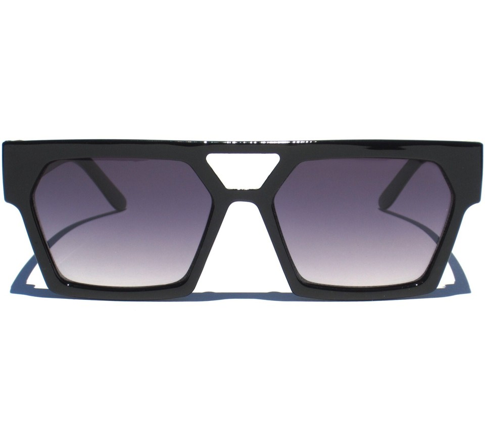 FLAT TOP GRADIENT LENS SUNGLASSES Bold Frame Classic Retro Sunnies ...